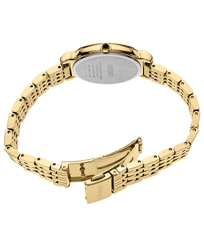 Seiko Women's Crystals Gold-Tone Stainless Steel Bracelet Watch 29.6mm ...