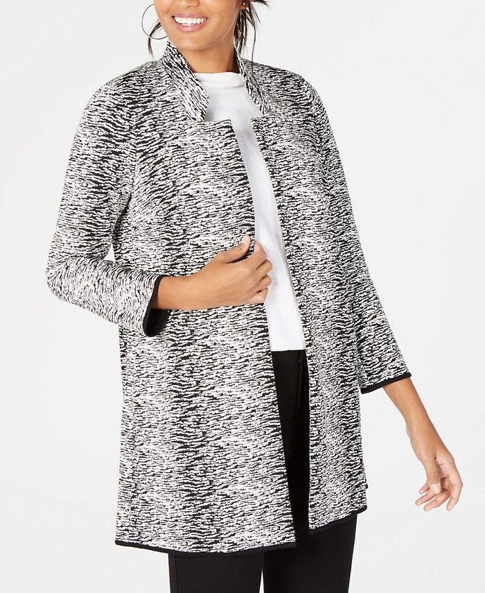 Alfani Textured Jacquard Open-Front Jacket, Created for Macy's - Macy's