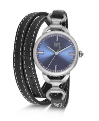 Frye Ladies' Ilana Black Leather Triple Wrap Watch - Macy's