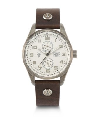 Frye Mens' Bowery Brown Leather Strap Watch - Macy's