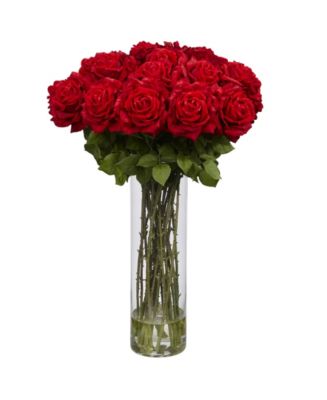 Nearly Natural Giant Rose Silk Flower Arrangement - Macy's