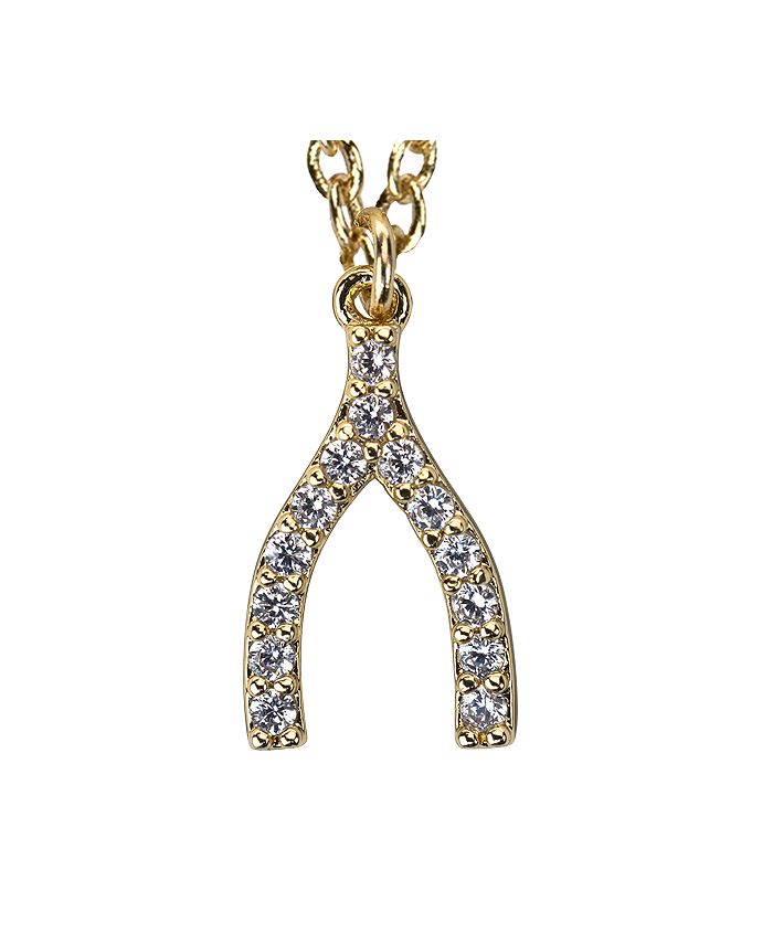 Kitsch Gold-Tone Crystal Wishbone Pendant Necklace & Stud Earrings Box ...