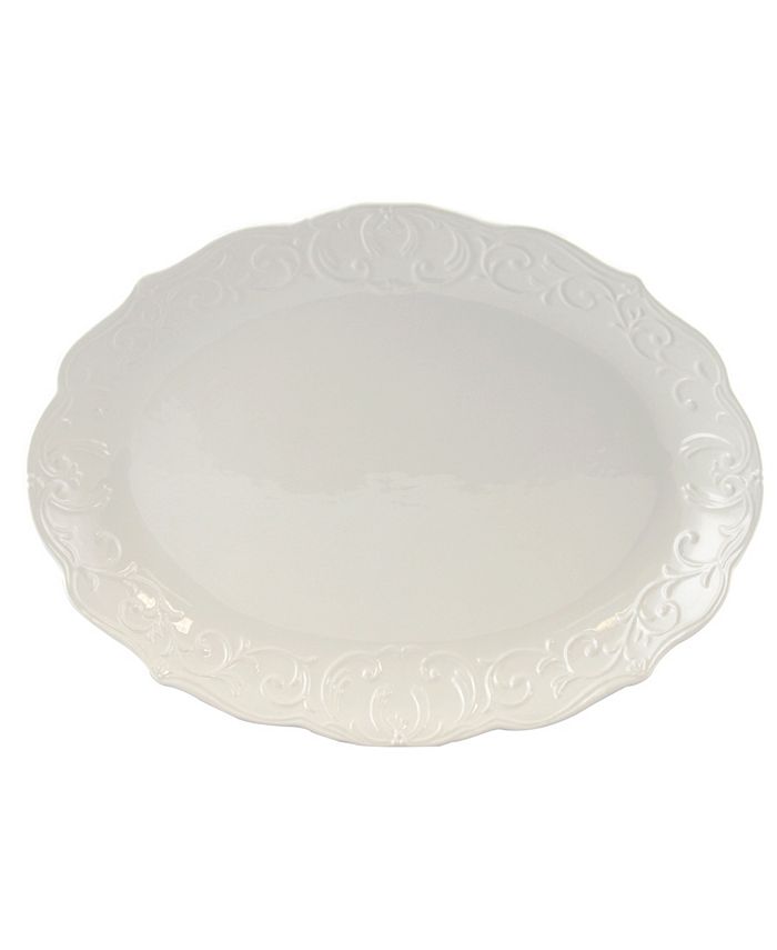 Gibson Royal Abbey Oval Embossed Durastone Platter - Macy's