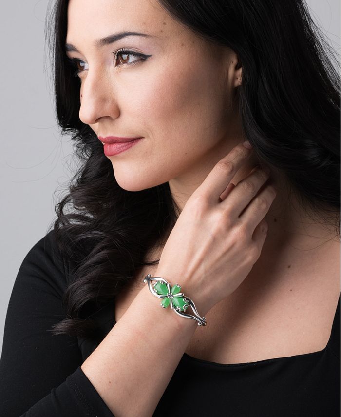 Carolyn Pollack Green Jade Cuff Bracelet in Sterling Silver - Macy's
