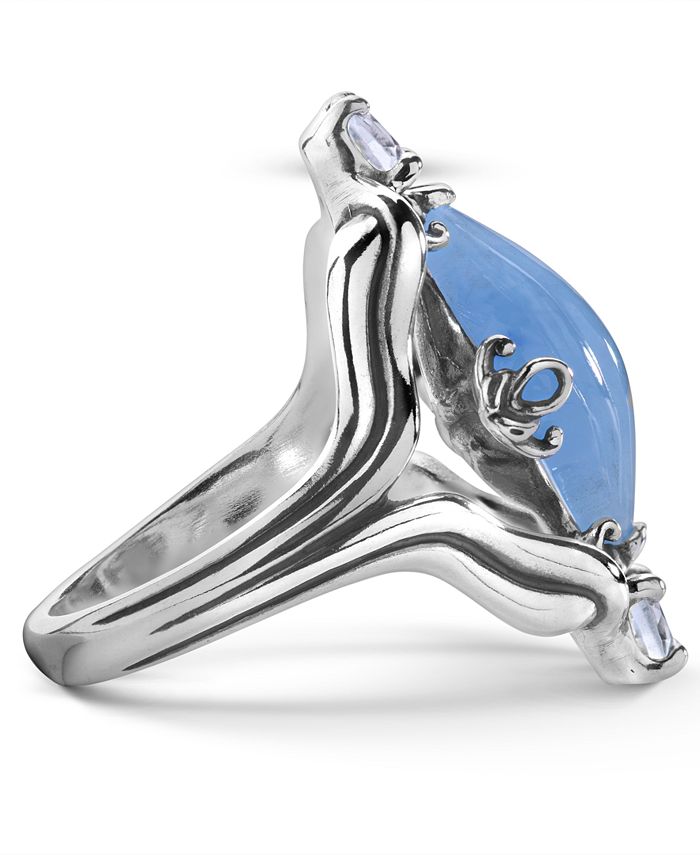 Macy's Carolyn Pollack Carved Blue Jade (10x16mm) and White Topaz (1/4 ...