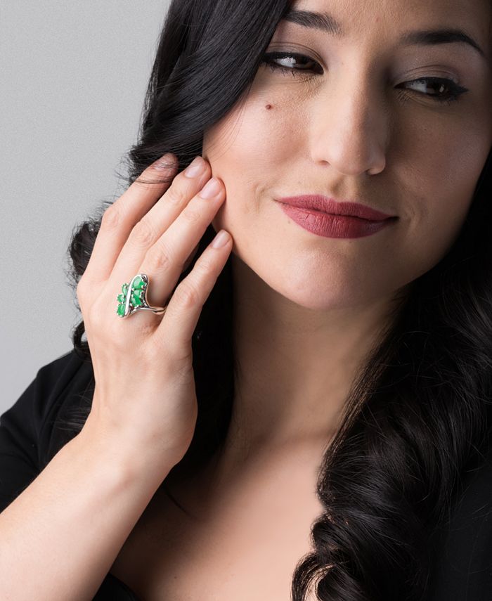 Macy's Carolyn Pollack Green Jade Multi Stone Ring in Sterling Silver ...