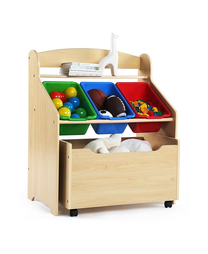 Humble Bee Kids 3-Tier Storage Organizer with Rolling Toy Box - Macy's