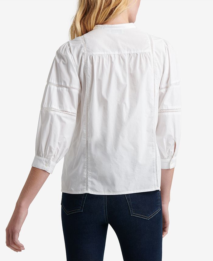 Lucky Brand Cotton Pintucked Peasant Top - Macy's