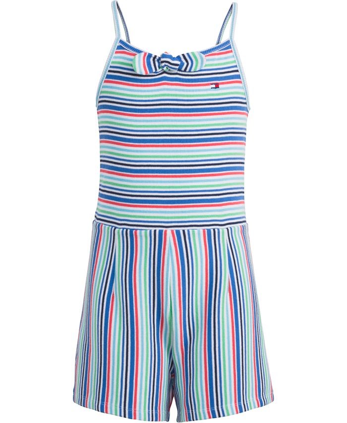 Tommy Hilfiger Toddler Girls Striped Ribbed Romper - Macy's