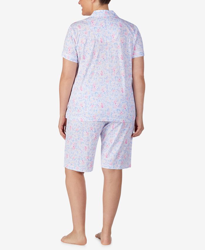 Lauren Ralph Lauren Plus Size Knit Cotton Bermuda Shorts Pajama Set ...