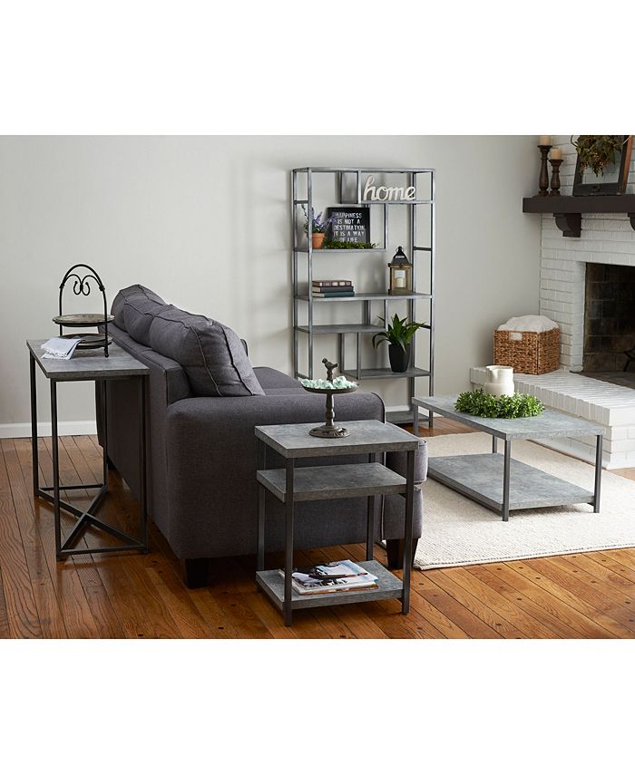 Household Essentials Slate Faux Concrete Coffee Table with Storage ...