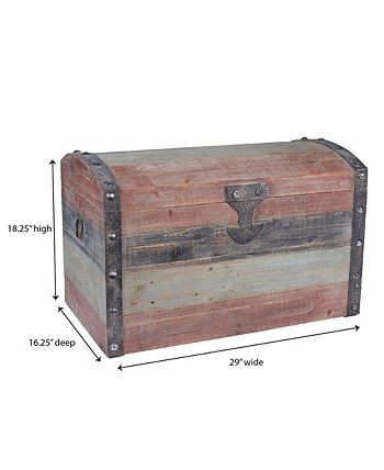 Household Essentials Large Weathered Wooden Storage Trunk - Macy's