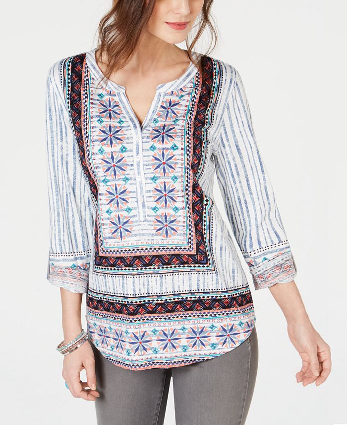 Style & Co Petite Printed Utility Top, Created for Macy's - Macy's