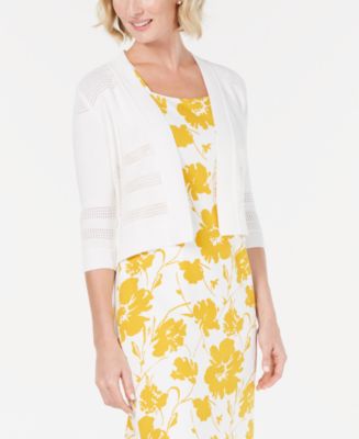 Kasper Pointelle-Striped Open-Front Cardigan - Macy's