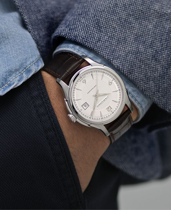 Hamilton Men's Swiss Automatic Jazzmaster Viewmatic Brown Leather Strap ...