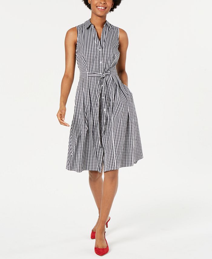 Maison Jules Sleeveless Gingham Fit & Flare Dress, Created for Macy's - Macy's