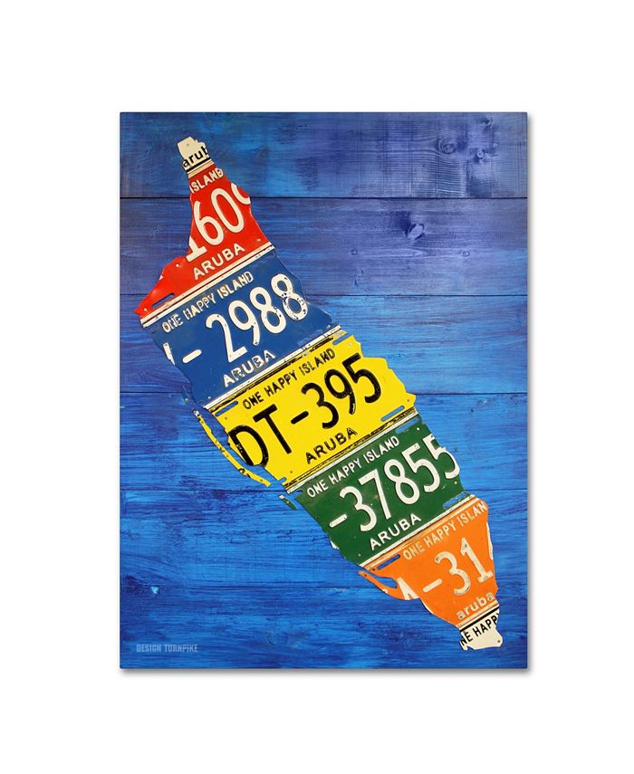 Trademark Global Design Turnpike 'Aruba License Plate Map' Canvas Art ...