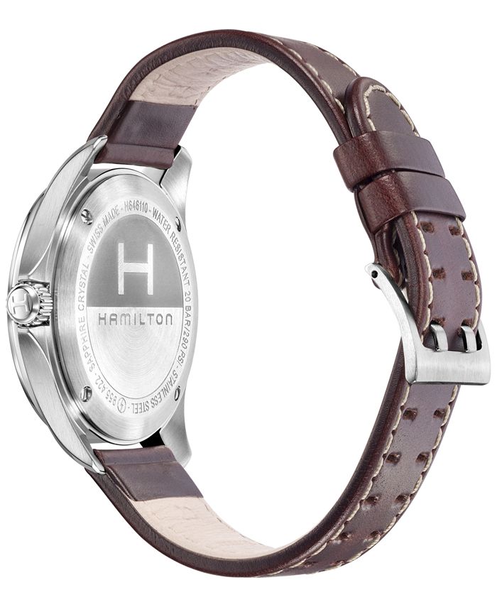 Hamilton Watch, Men's Swiss Khaki Pilot Brown Leather Strap 42mm ...