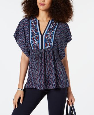 Michael Kors Wave Border Flutter Sleeve Top Regular Petite Sizes Macy s