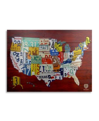 Design Turnpike 'License Plate Map USA' Floating Brushed Aluminum Art ...