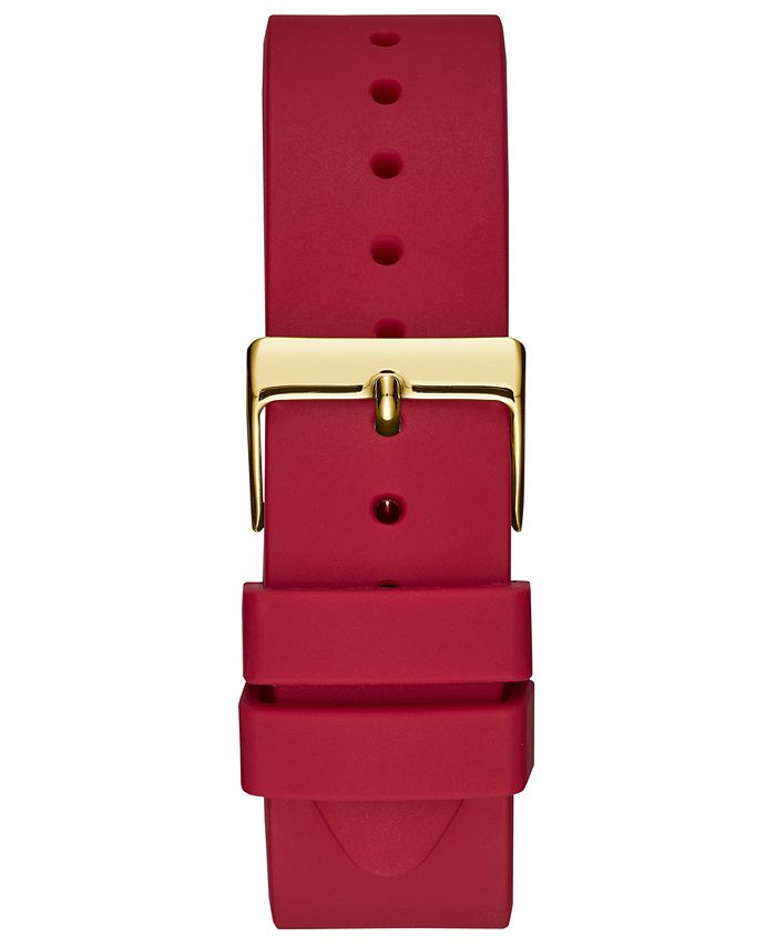 GUESS Women's Red Silicone Strap Watch 40mm - Macy's