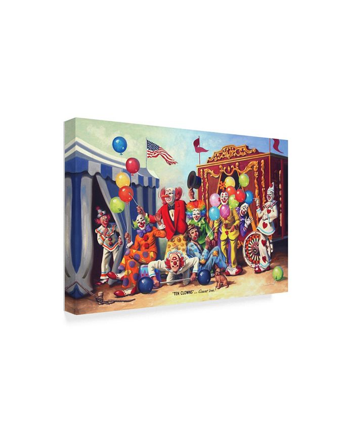 Trademark Global D. Rusty Rust 'Ten Clowns' Canvas Art - 24" x 16" x 2 ...