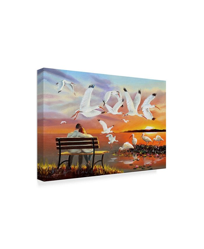 Trademark Global D. Rusty Rust 'Love Birds' Canvas Art - 24" x 16" x 2 ...