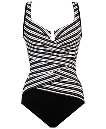 Miraclesuit Gilt Trip Layered Escape Allover Slimming One-Piece ...