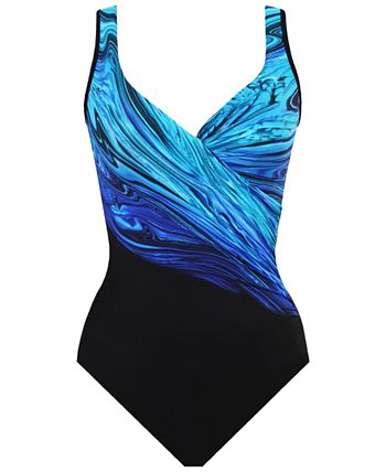 Miraclesuit Plus Size Blue Pointe Allover Slimming One-Piece Swimsuit ...