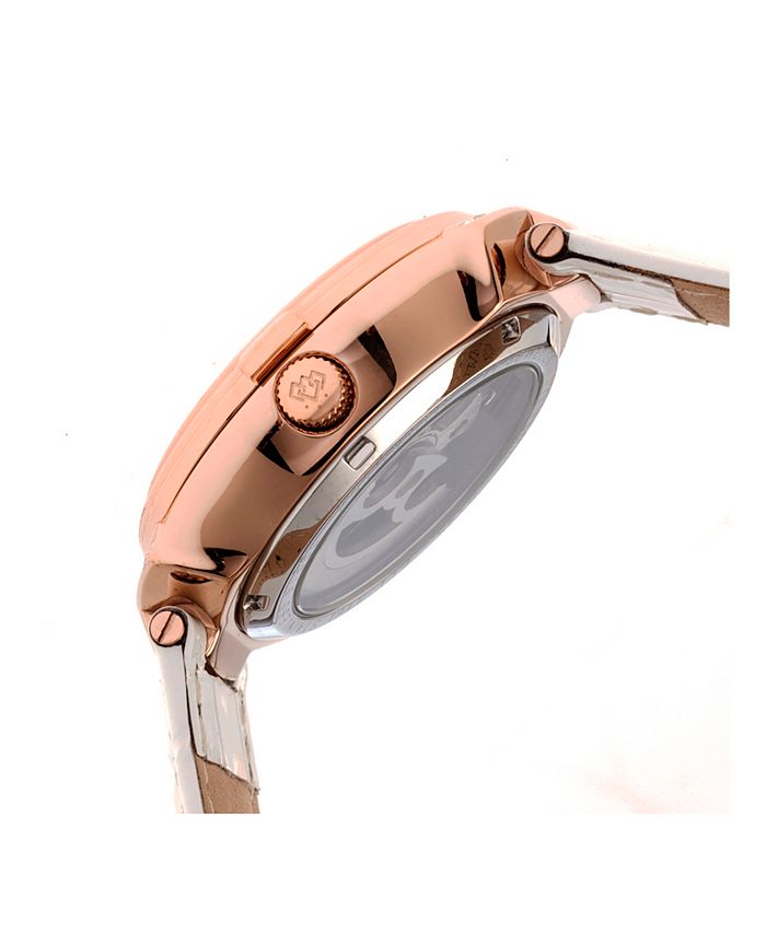 Empress Francesca Automatic White Leather Watch 35mm - Macy's