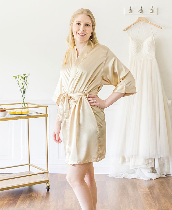 Cathy's Concepts Bride Gold Satin Robe - Macy's