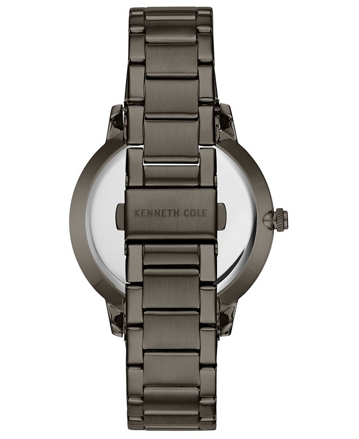 Kenneth Cole New York Men’s Diamond-Accent Gunmetal-Tone Stainless ...