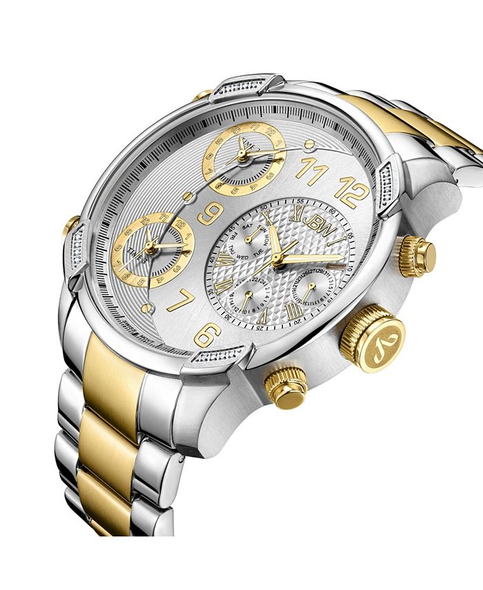 Jbw Men's G4 Diamond (1/6 ct.t.w.) two-tone 18k Gold Plated Stainless ...