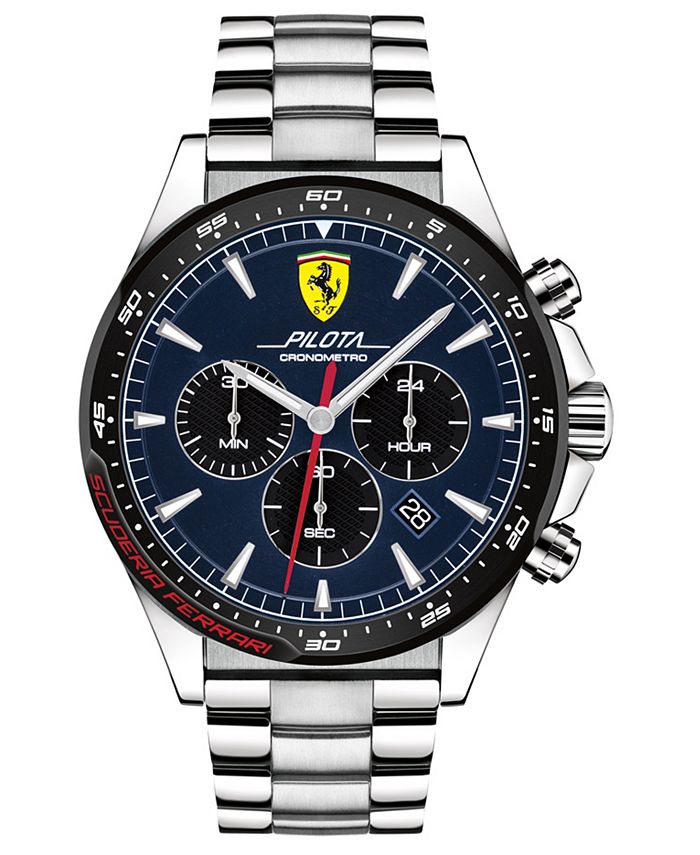 Ferrari Men's Chronograph Pilota Stainless Steel Bracelet Watch 45mm ...