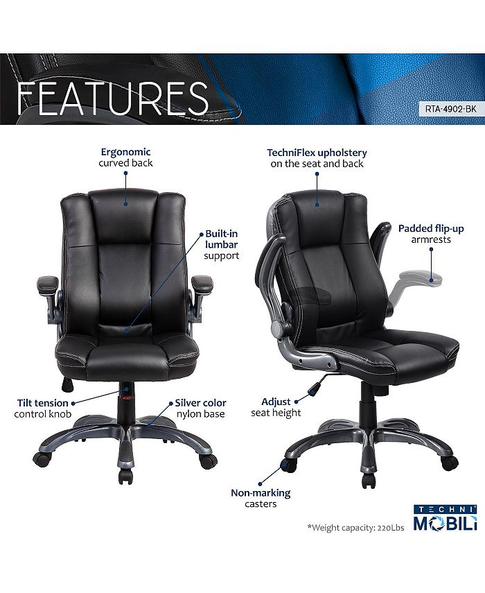 RTA Products Techni Mobili Back Executive Office Chair - Macy's