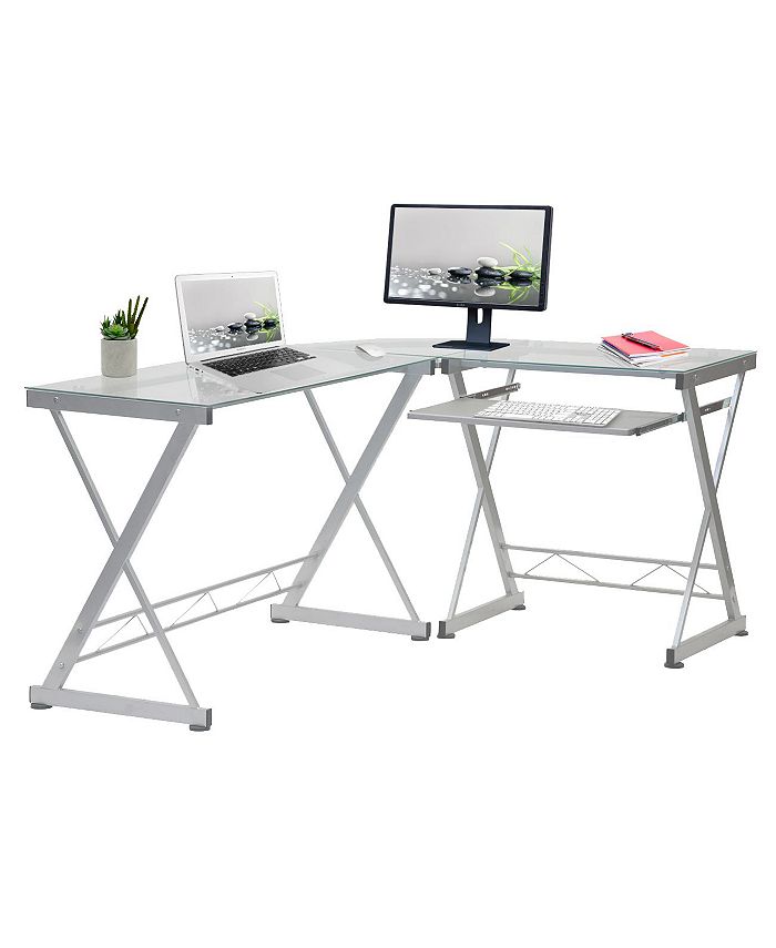 RTA Products Techni Mobili L-Shaped Glass Top Computer Desk - Macy's