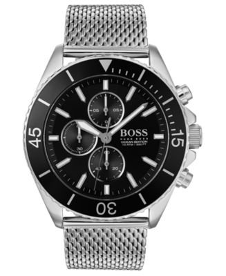 BOSS Men's Chronograph Ocean Edition Stainless Steel Mesh Bracelet ...