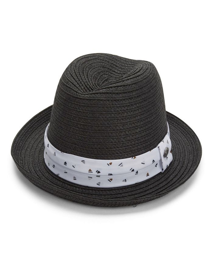 Perry Ellis Braided Straw Fedora - Macy's