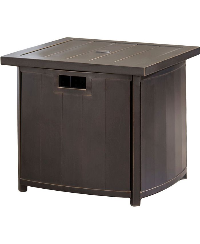 Hanover 25" Square Umbrella Side Table with Slat Tabletop - 22" x 25" x ...