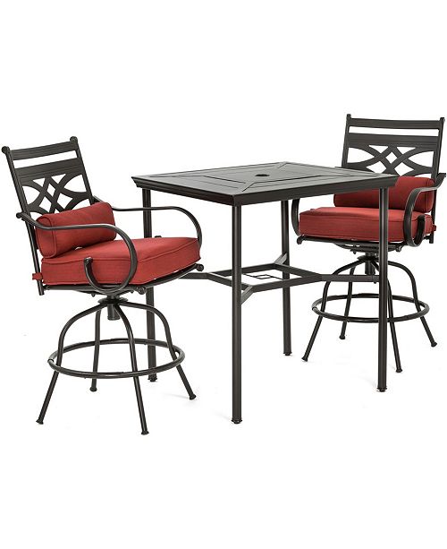 Hanover Montclair 3-Piece High-Dining Set with 2 Swivel Chairs and a 33 ...