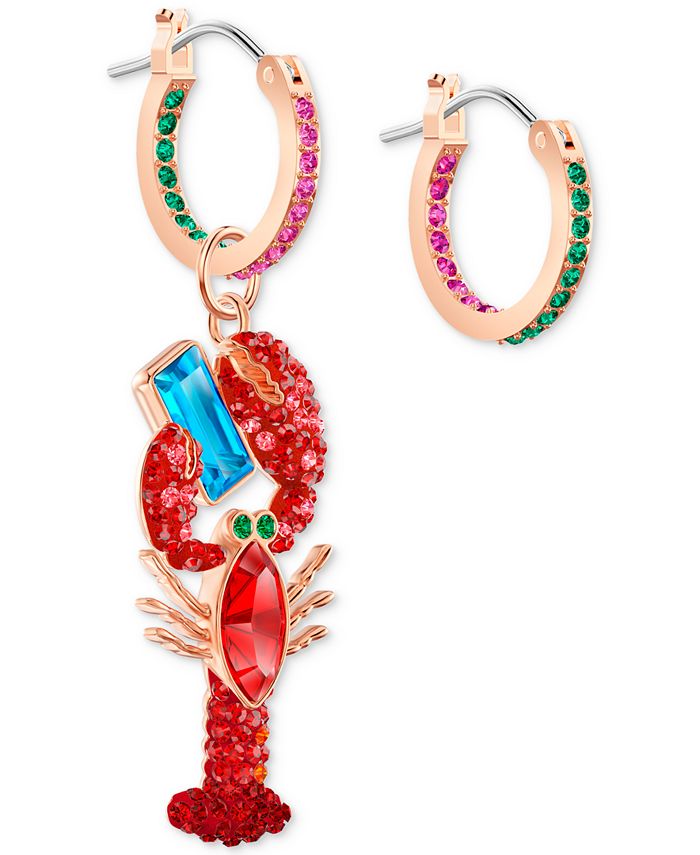 Swarovski Rose Gold-Tone Crystal Hoop & Lobster Drop Mismatch Earrings ...