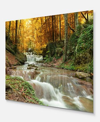 Design Art Designart 'Forest Waterfall With Yellow Trees' Large ...