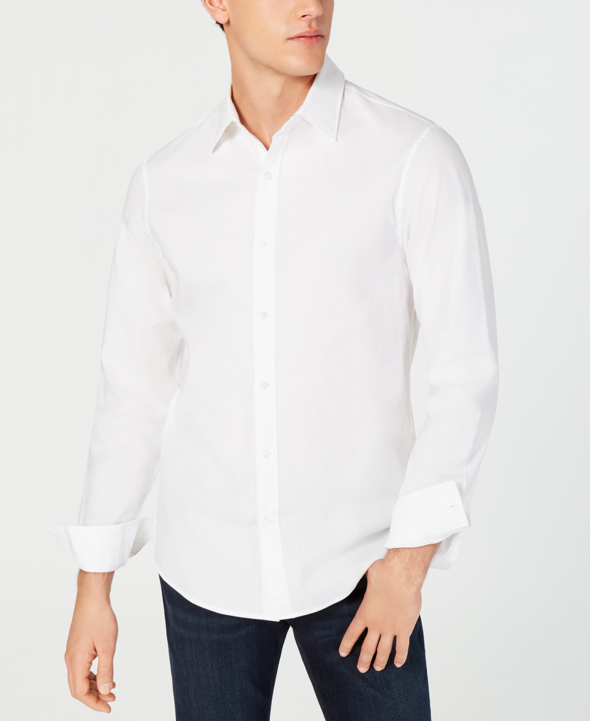 Click here for Michael Kors Mens Stretch Button-Front Shirt - Whi... prices