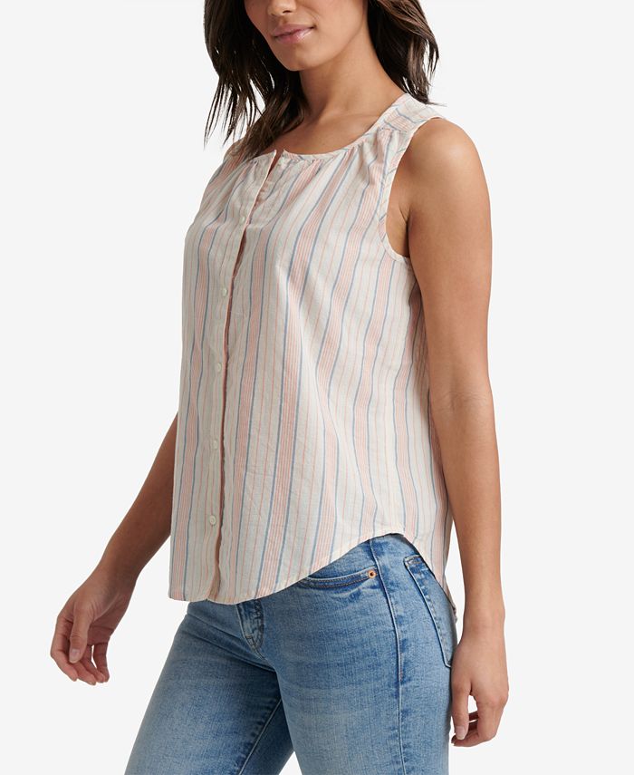 Lucky Brand Cotton Striped Sleeveless Shirt - Macy's