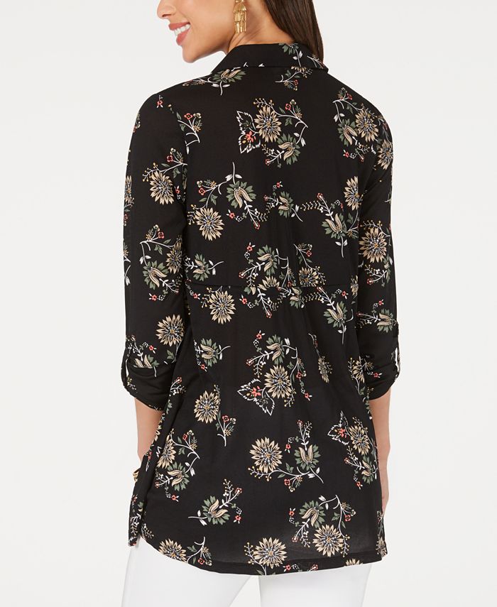 Style & Co Floral-Print Drawstring Top, Created for Macy's - Macy's