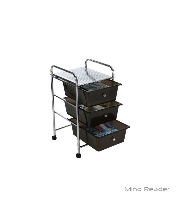 Mind Reader All Purpose Storage Drawer Rolling Utility Cart, 3 Drawer ...