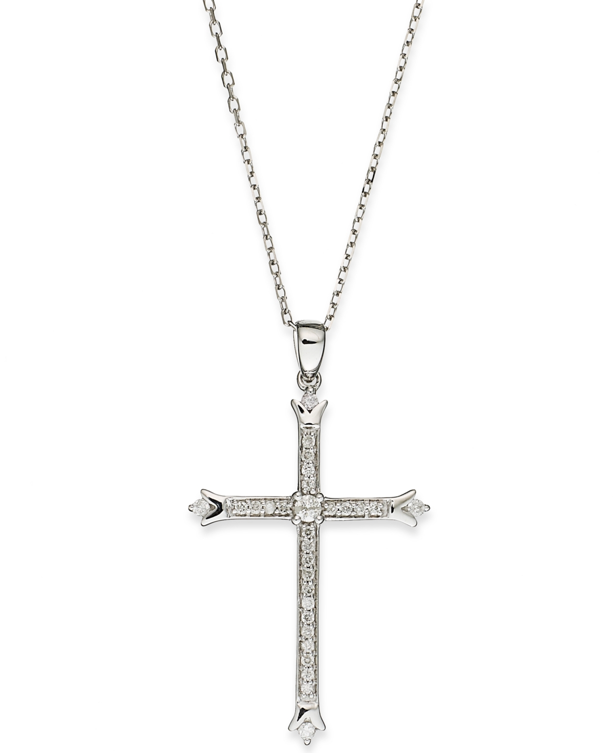 Click here for Diamond Skinny Cross Pendant Necklace in 14k White... prices