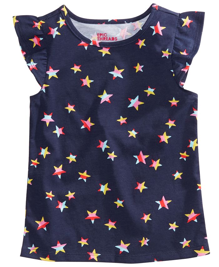 Epic Threads Little Girls Star-Print Flutter Top, Created for Macy's ...