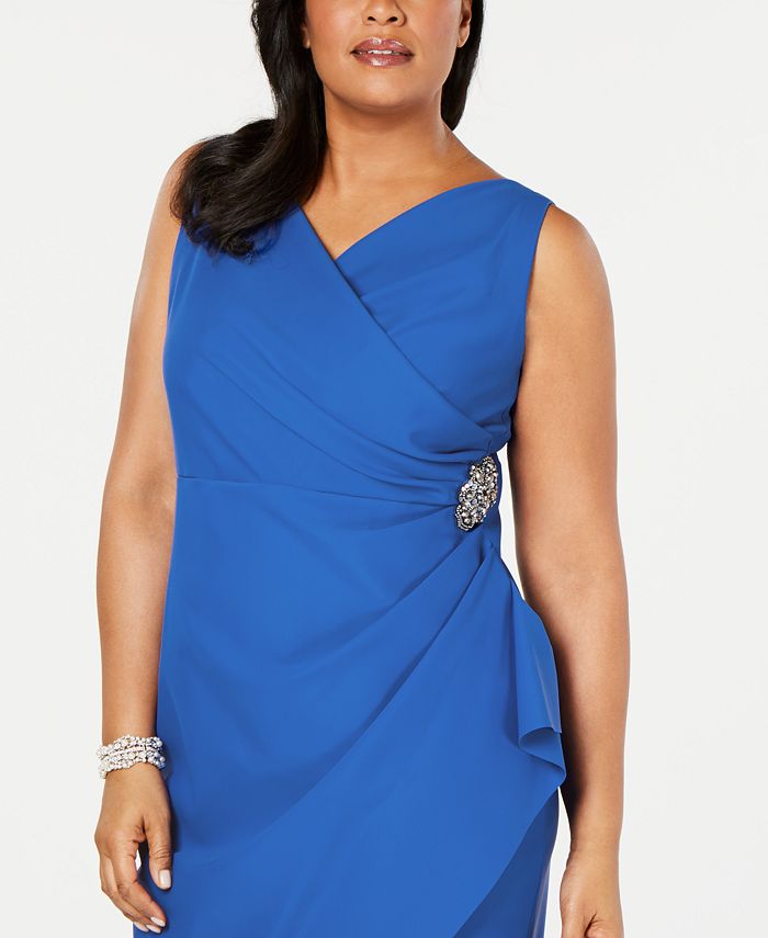 Alex Evenings Plus Size Side-Ruched Surplice Sheath Dress - Macy's