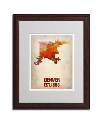 Trademark Global Naxart 'Denver Watercolor Map' Matted Framed Art - 16 ...